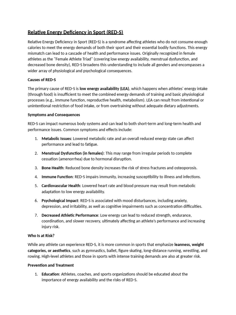 Relative Energy Deficiency in Sport | PDF | Causes Of Death | Clinical ...