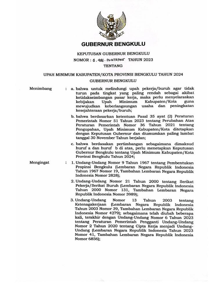 Sk Umk Se Provinsi Bengkulu 2024 Pdf