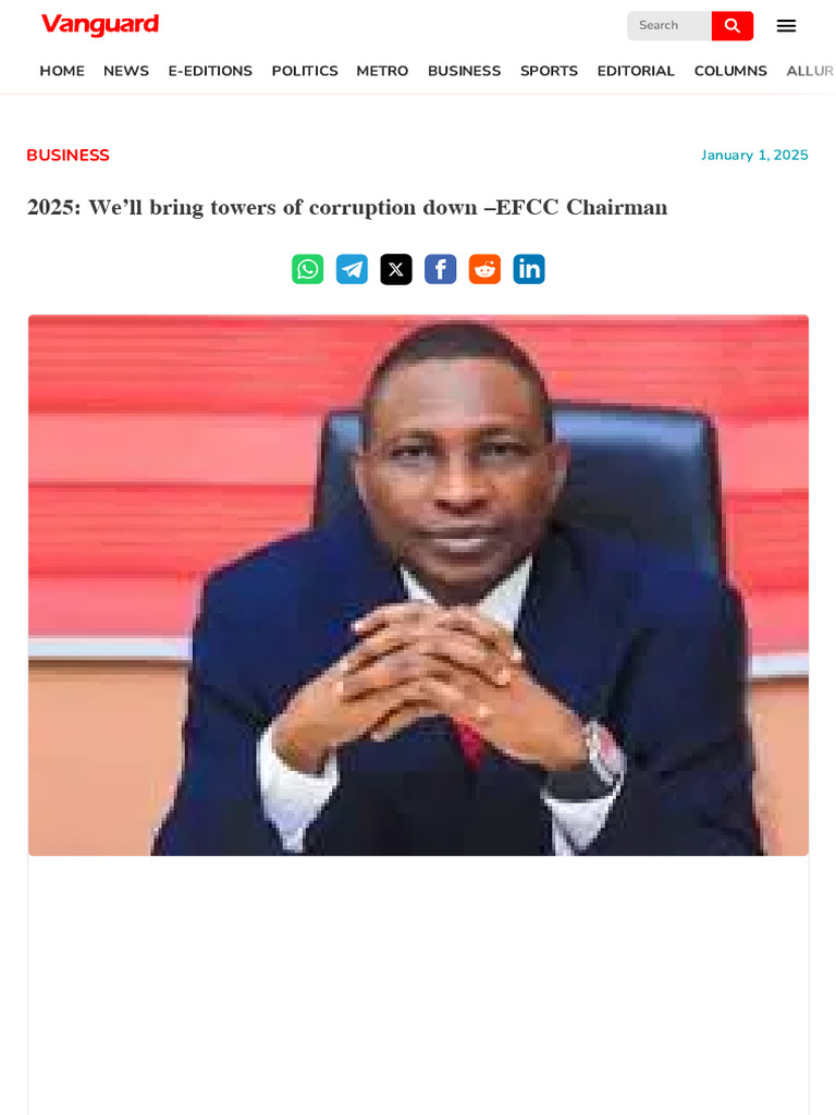 2025 - We'll Bring Towers of Corruption Down - EFCC Chairman | PDF ...