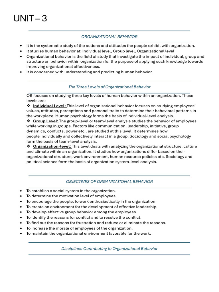 Organizational Behavior Overview for MBA | PDF | Motivational | Motivation
