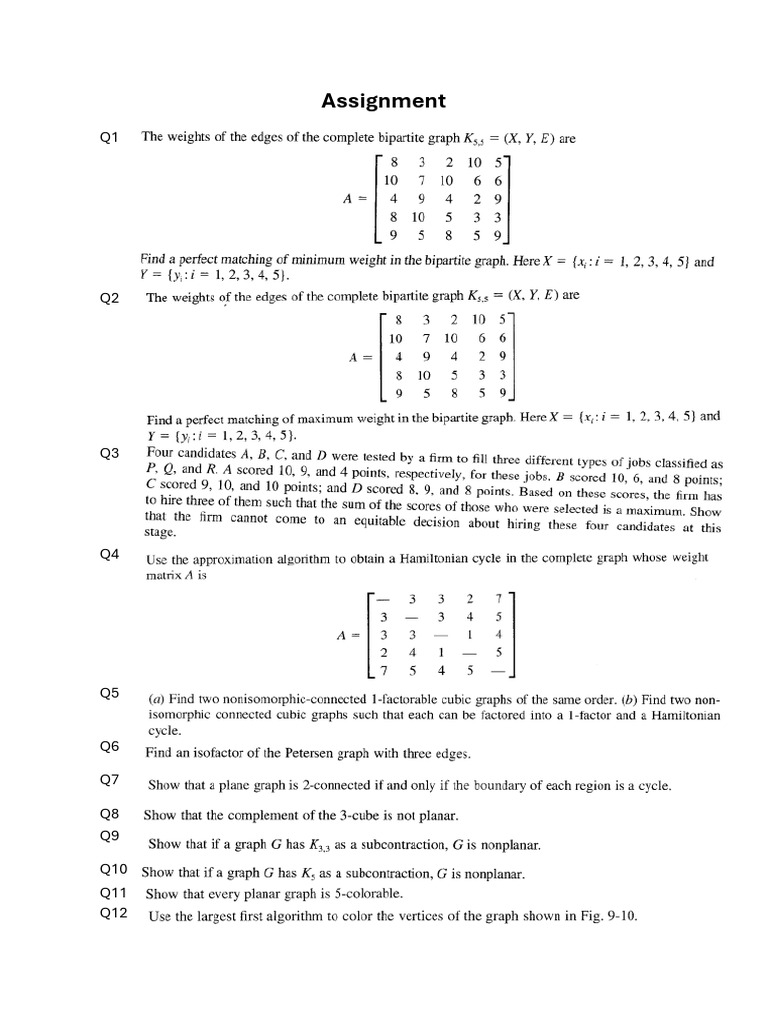 Assignment Graph Theory | PDF