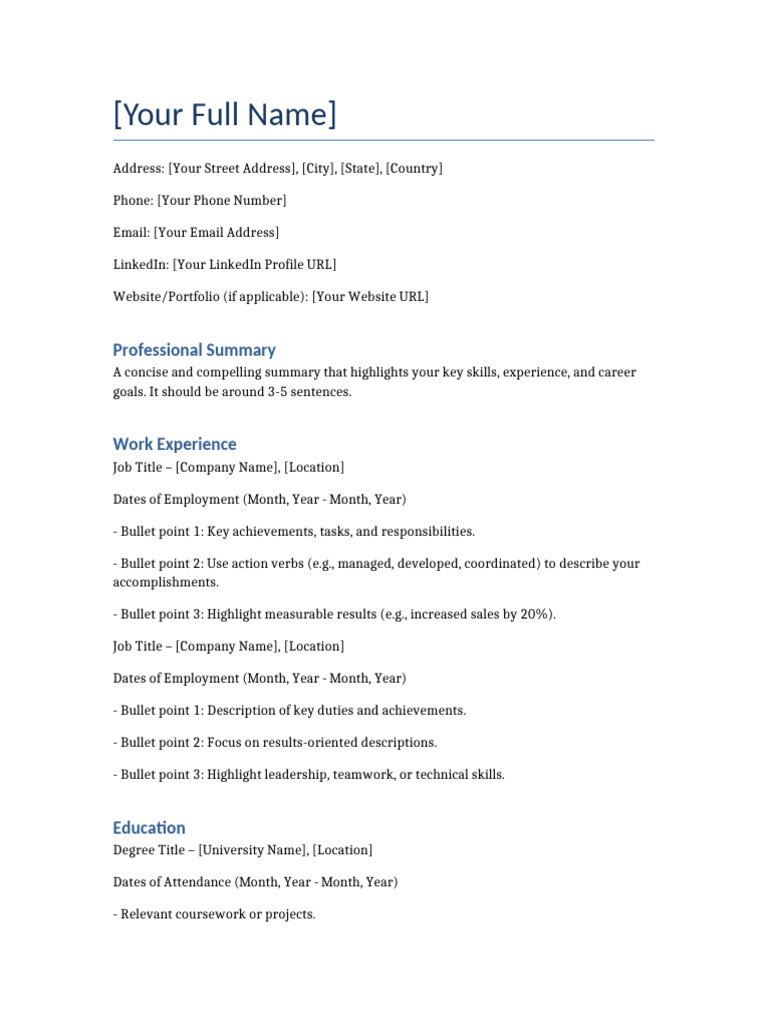 International CV Format | PDF