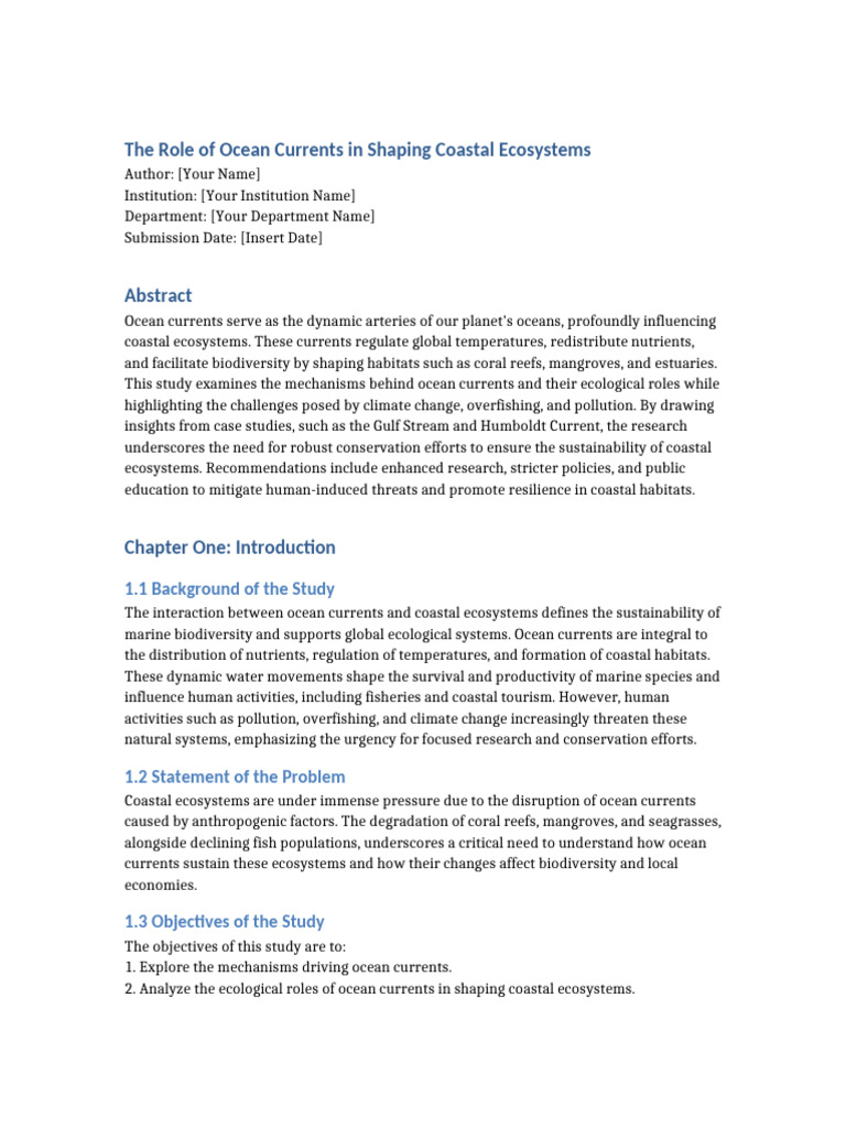 Ocean Currents and Coastal Ecosystems | PDF | Ecosystem | Oceans