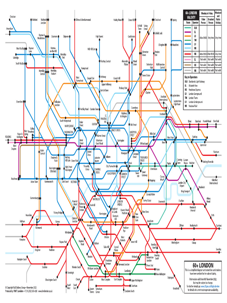 60 Plus London Free Travel National Rail Map | PDF
