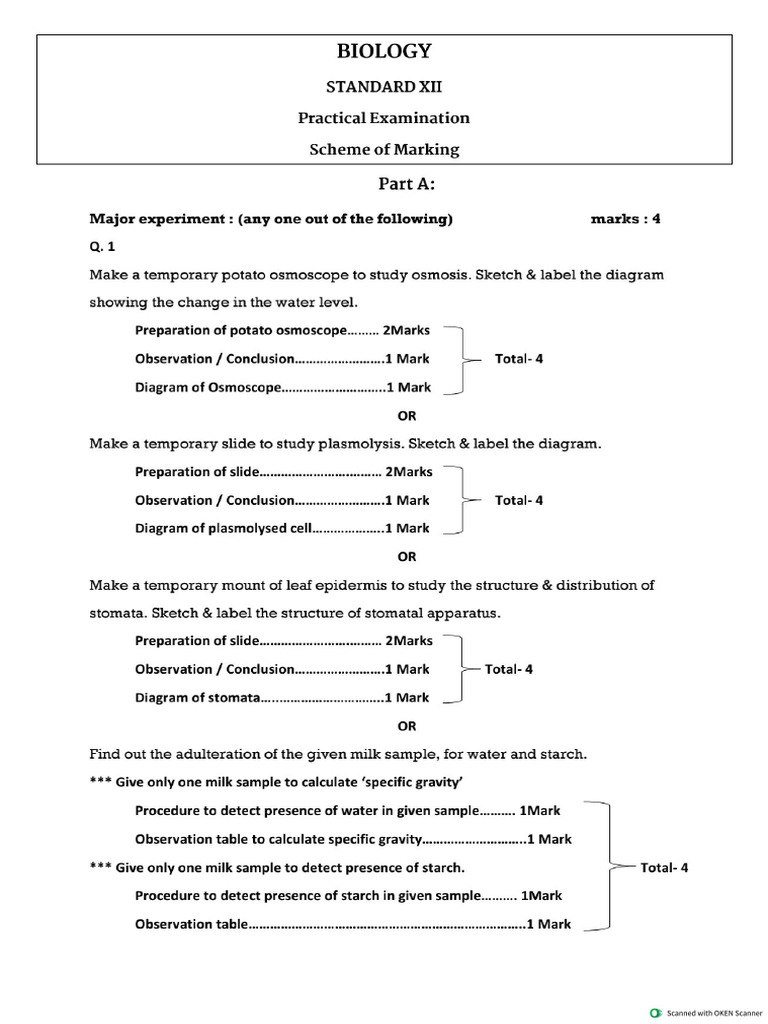 HSC Practical Exam Scheme of Marking-1 | PDF