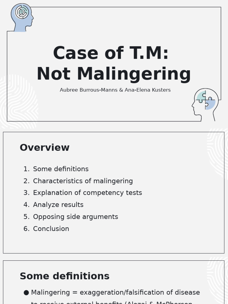 Burrous & Kusters - Malingering Project | PDF | Psychology | Behavioural Sciences