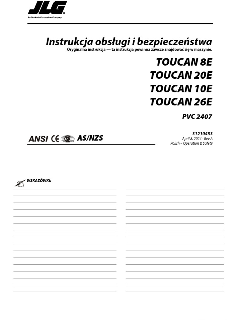 JLG-Toucan8EL - Operator Manual PL | PDF