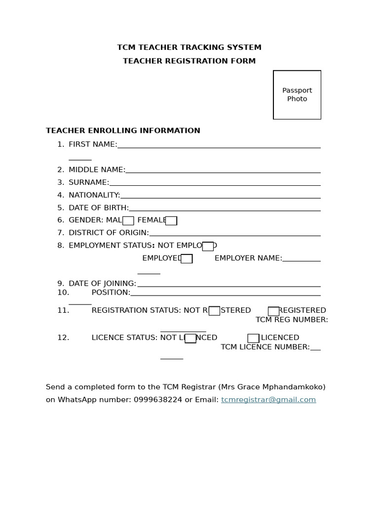 TCM Teacher Enrolling Form | PDF