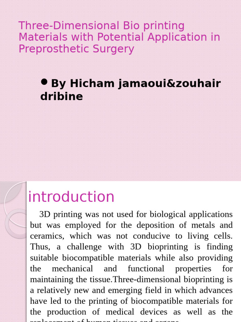 3D_bioprinting_pptx | PDF | Physical Sciences | Materials
