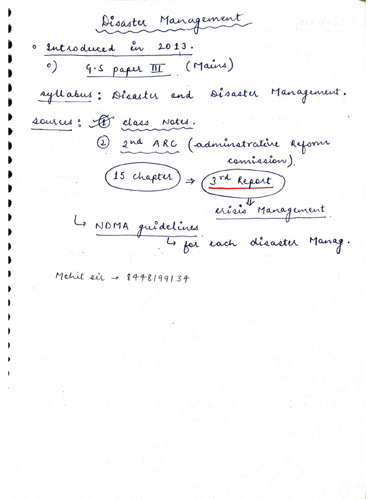 Disaster Management Notes - Mohit Sir | PDF