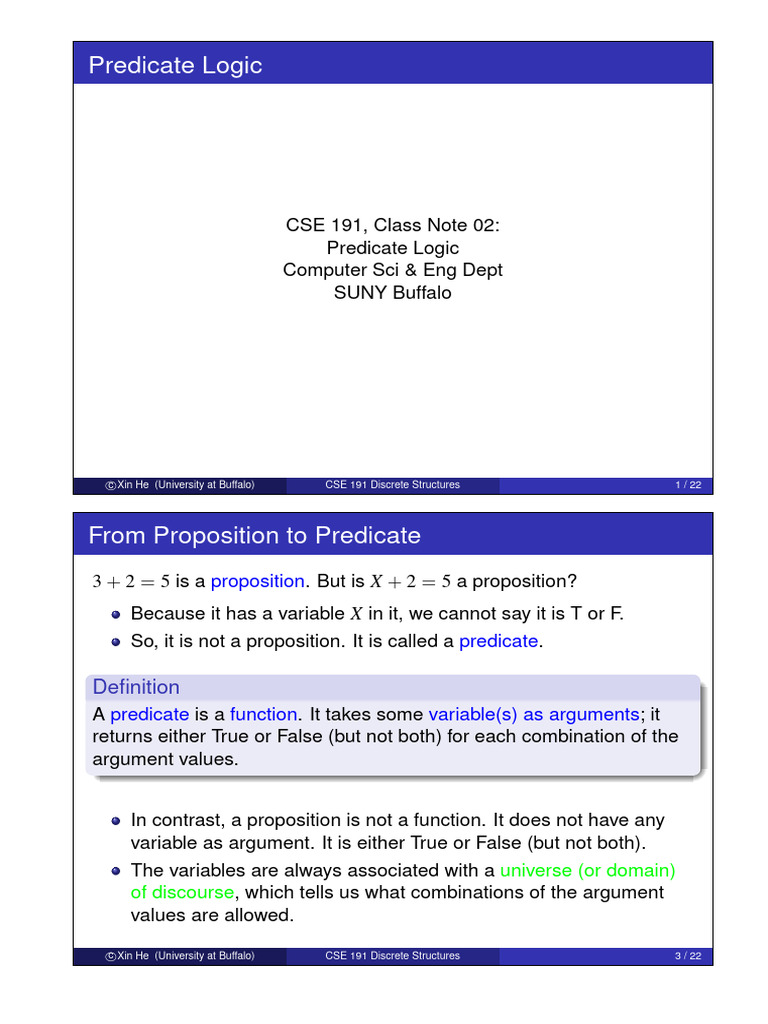 Predicate 1 | PDF | Proposition | Logic