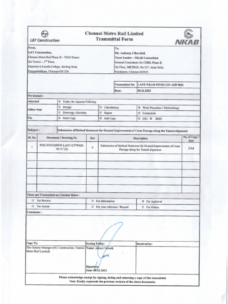Ms for Cross Passage Grouting | PDF | Tunnel | Drilling