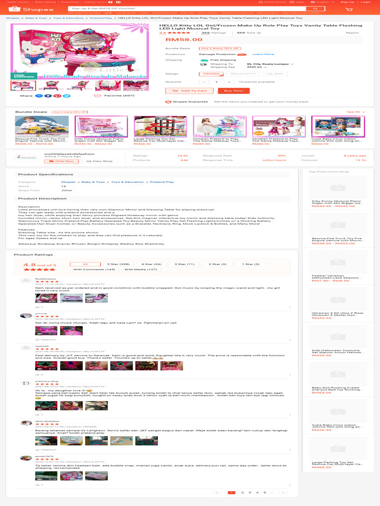 HELLO Kitty LOL GirlFrozen Make Up Role Play Toys Vanity Table Flashing ...