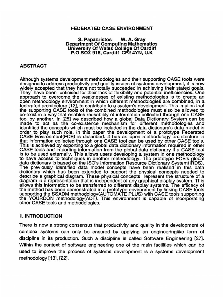 Federated Case Environment | PDF | Conceptual Model | Methodology