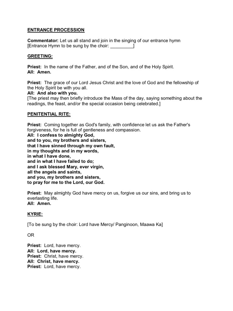 Mass Guide For | PDF | Mass (Liturgy) | Mercy