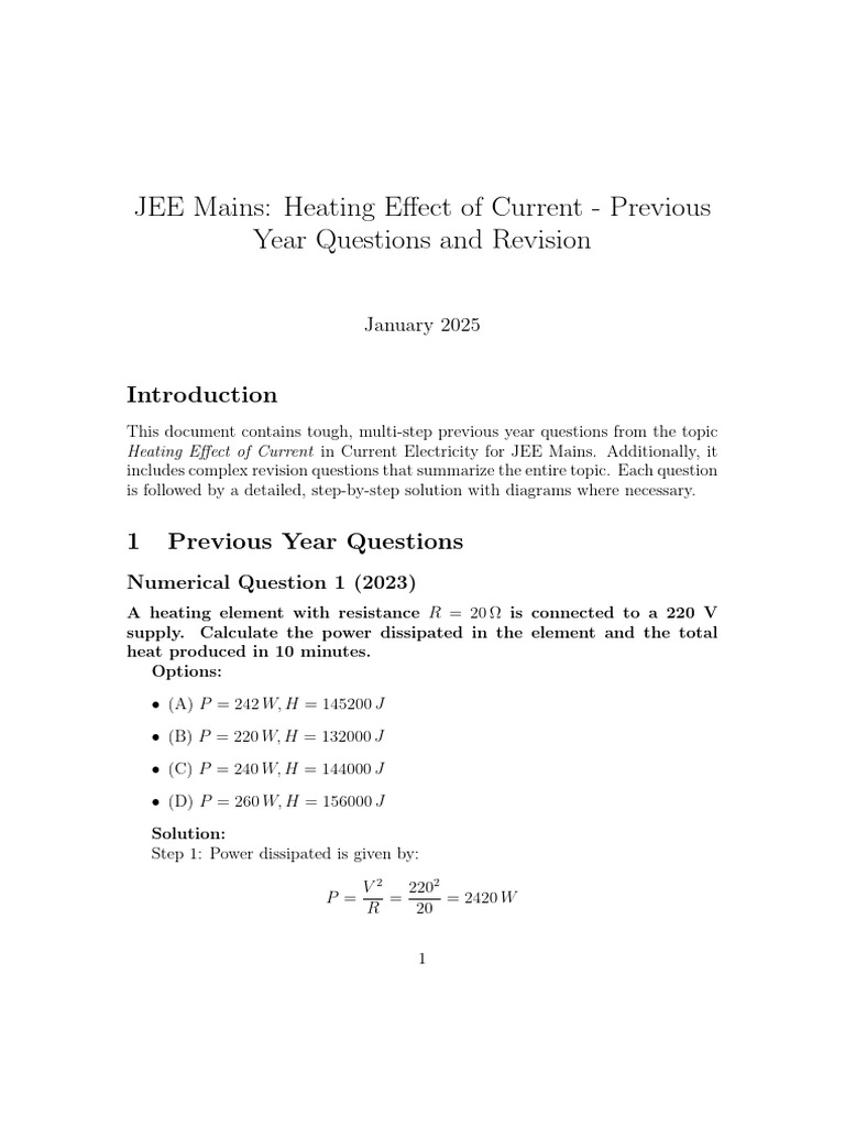 Heating Effect of Current | PDF | Electrical Resistance And Conductance ...