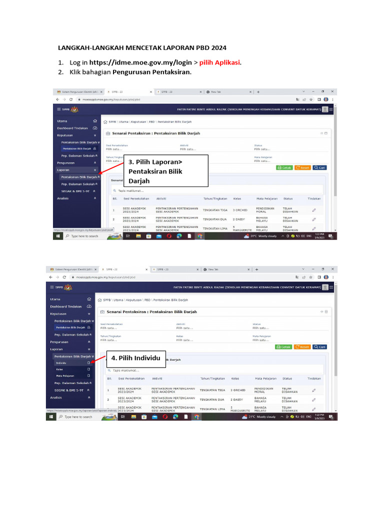 PANDUAN MENCETAK LAPORAN PBD (4) (1) | PDF
