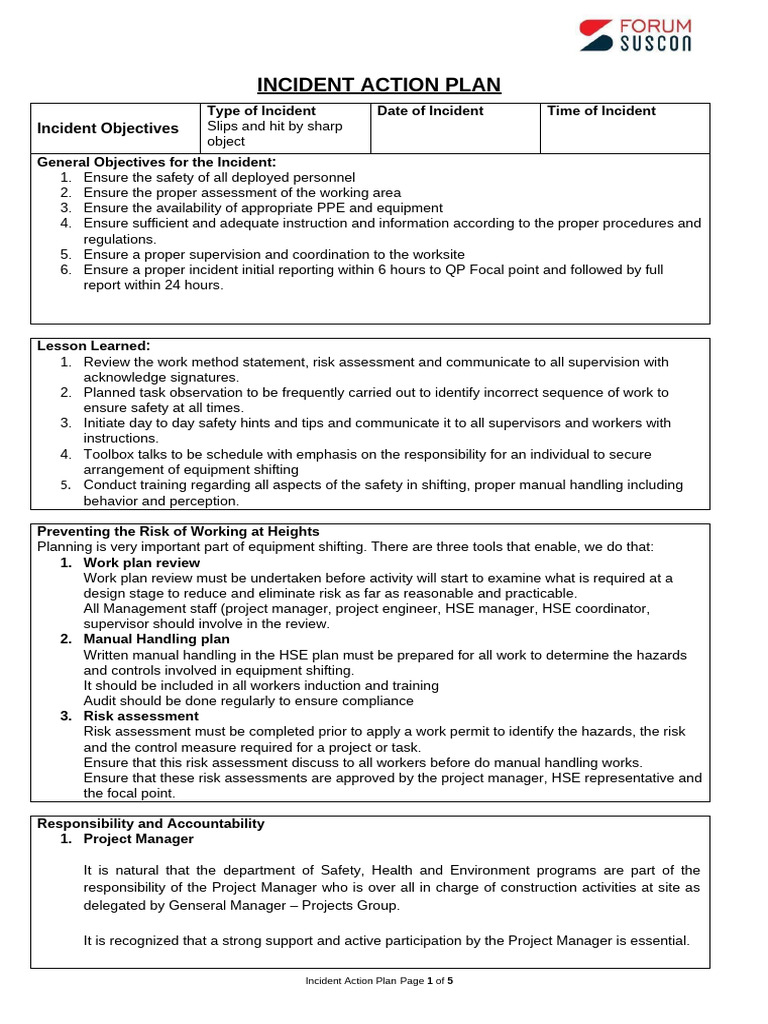 Incident Action Plan for Safety Management | PDF | Occupational Safety ...