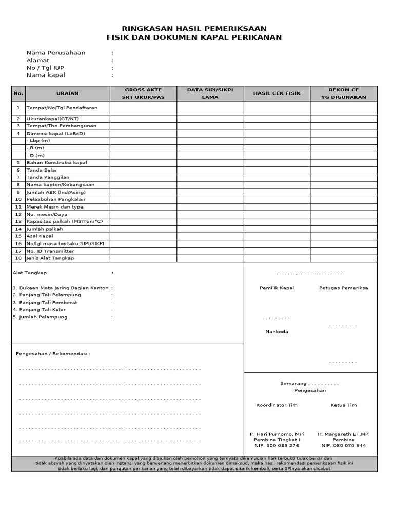 Laporan Pemeriksaan Kapal | PDF