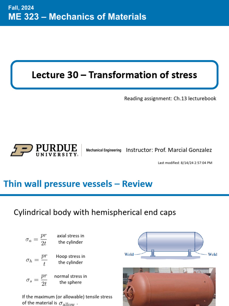 Lecture 30 | PDF | Stress (Mechanics) | Sphere