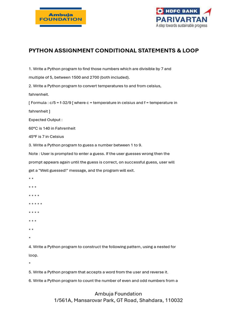 CONDITIONAL STATEMENTS & LOOP | PDF | Fahrenheit | Control Flow CONDITIONAL STATEMENTS & LOOP | PDF | Fahrenheit | Control Flow