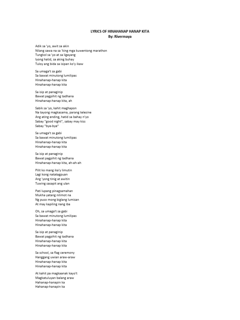 Lyrics of Hinahanap Hanap Kita | PDF