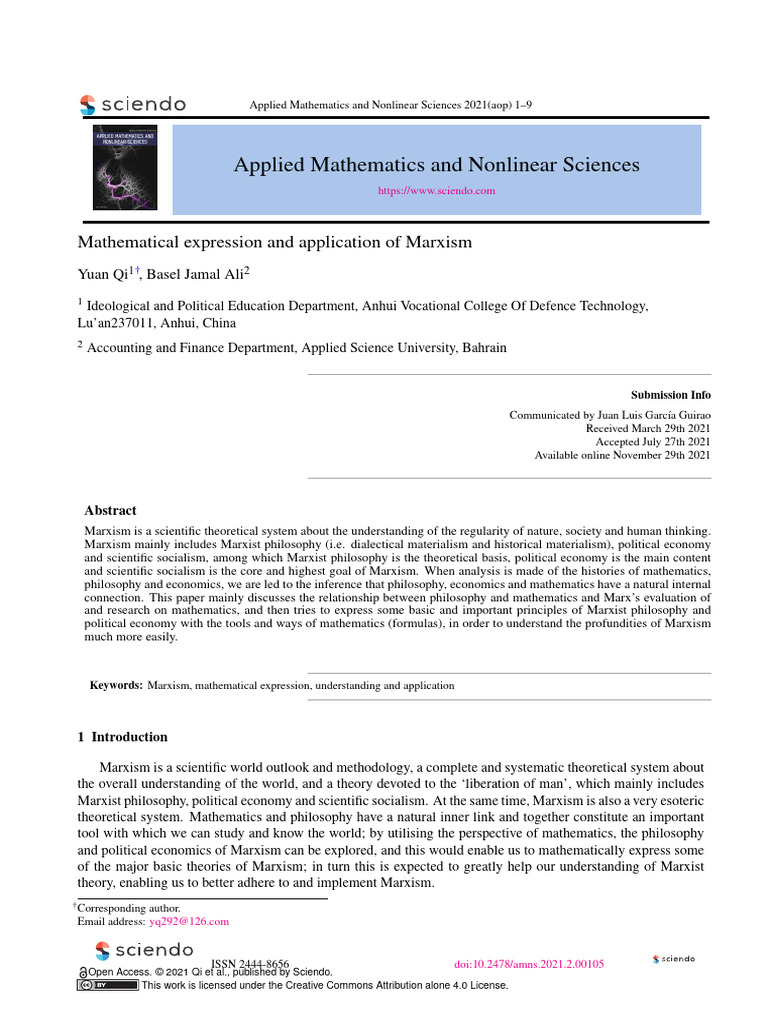 Mathematical Expression and Application of Marxism | PDF | Marxism ...