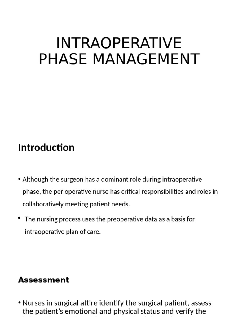 Intraoperative Nursing Care | PDF | Surgery | Perioperative