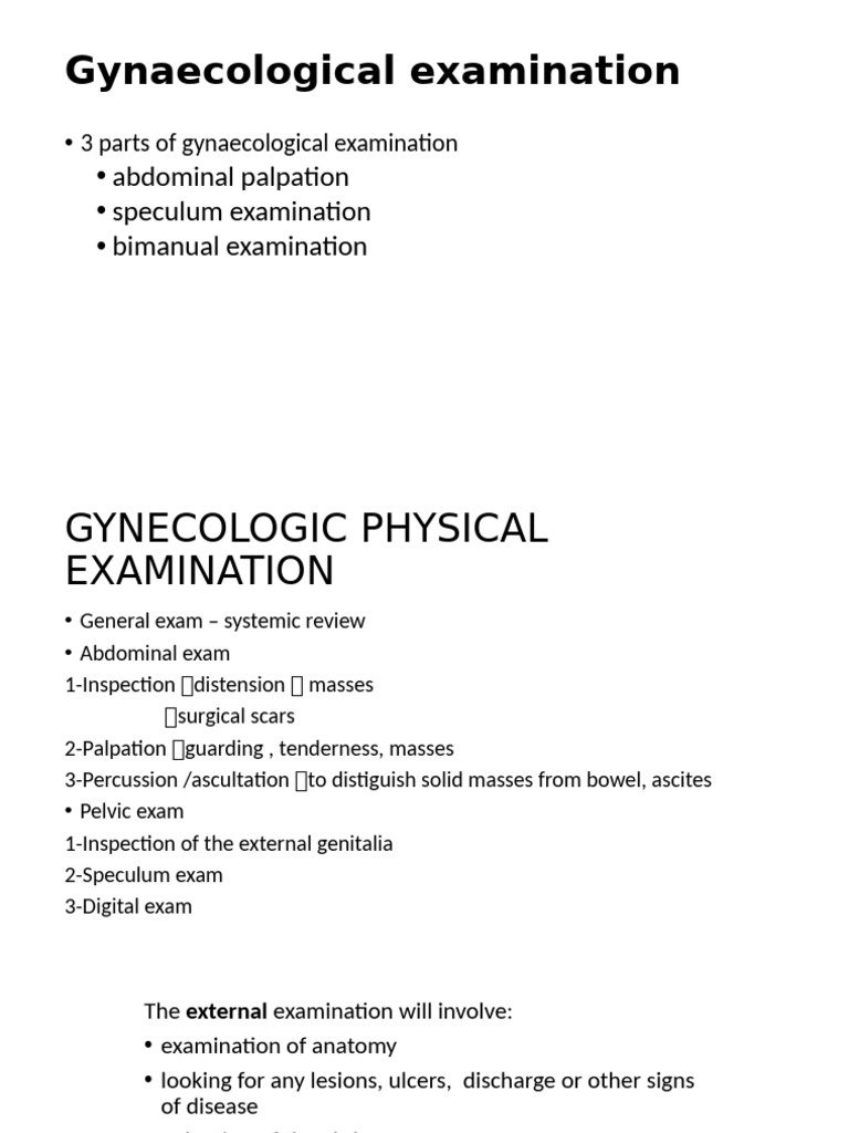 Gynaecological Physical Examination (1) | PDF | Vagina | Medical ...