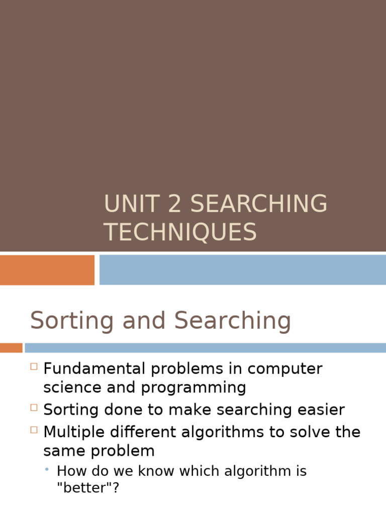 Searching and Sorting Techniques Overview | PDF | Computer Programming | Applied Mathematics