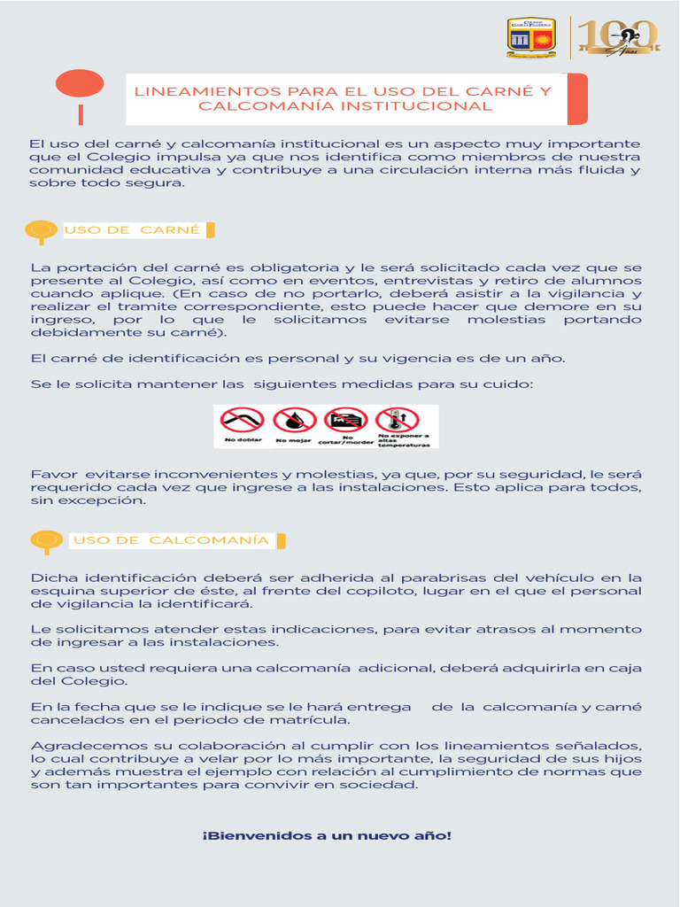 Calcomania Insitucional y Portacion de Carnet | PDF