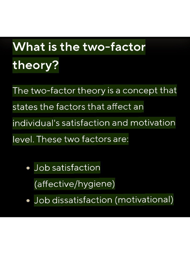 Motivation - Two Factor Theory | PDF