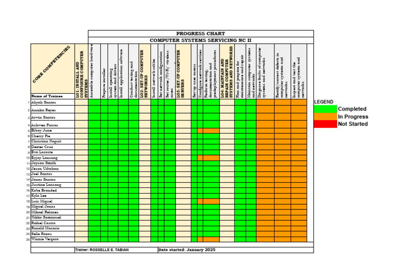 PROGRESS CHART - CORE COMPETENCIES | PDF | Computing | Information Technology