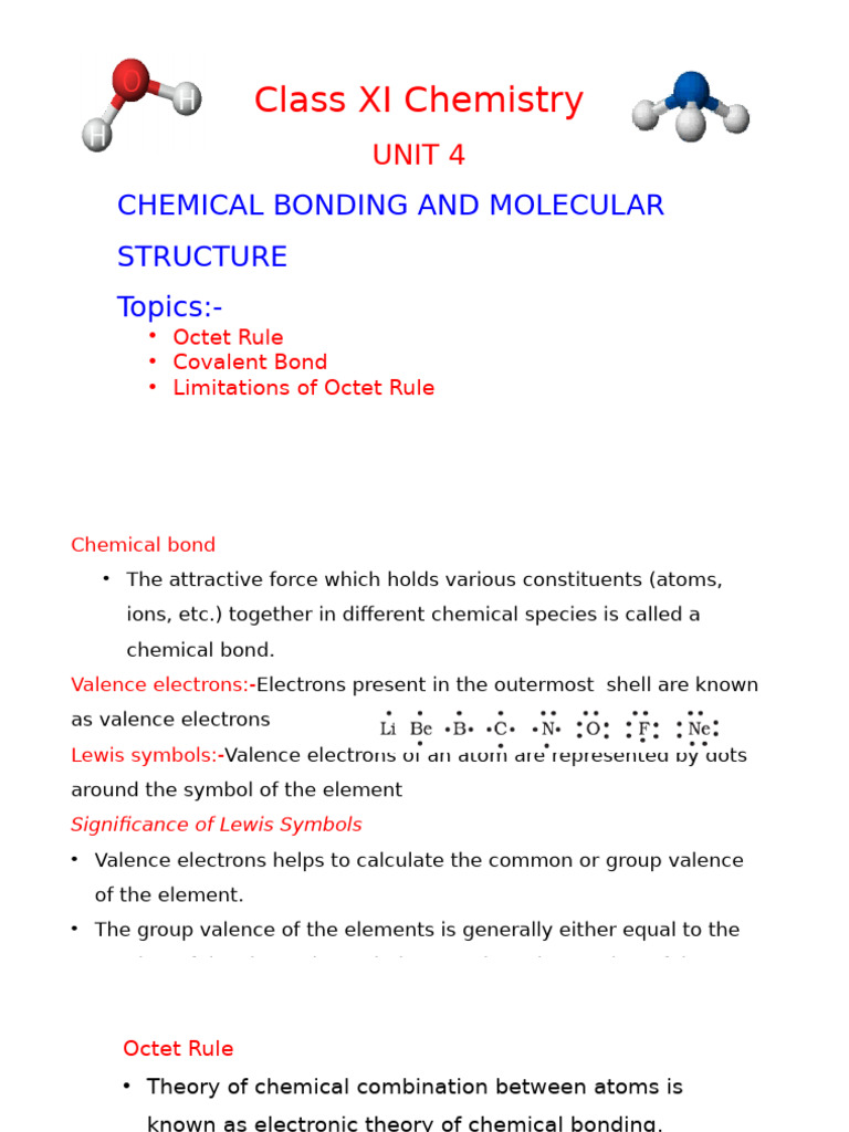 Class 11 Chapter 4 Chemical Bonding and Molecular Structure | PDF ...