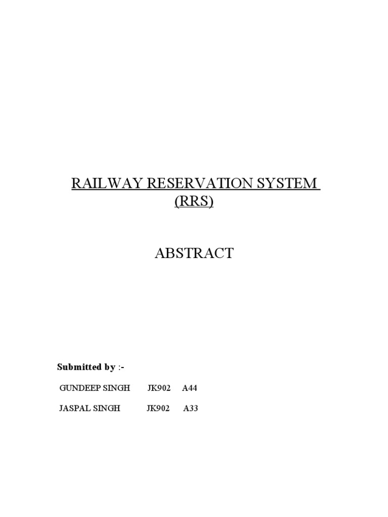 Railway Reservation System Abstract | PDF | Ticket (Admission) | Databases
