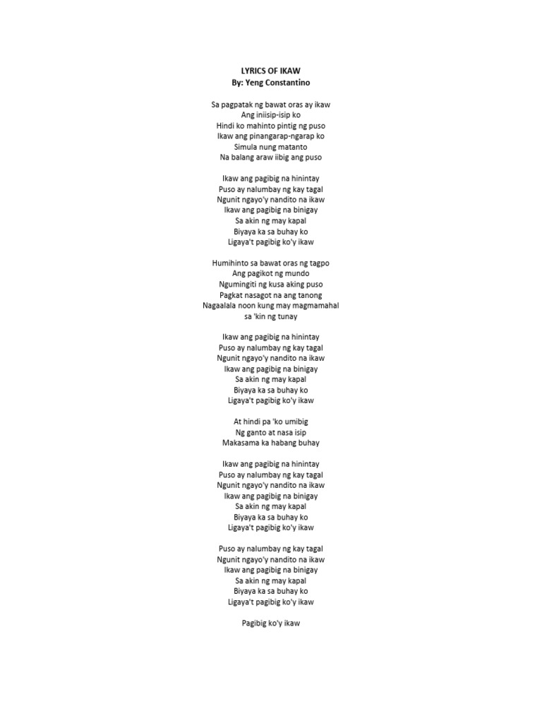 Lyrics of Ikaw | PDF