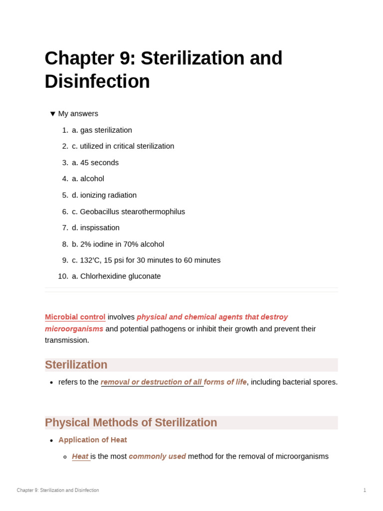 Chap 9- ster and dis | PDF | Disinfectant | Sterilization (Microbiology)