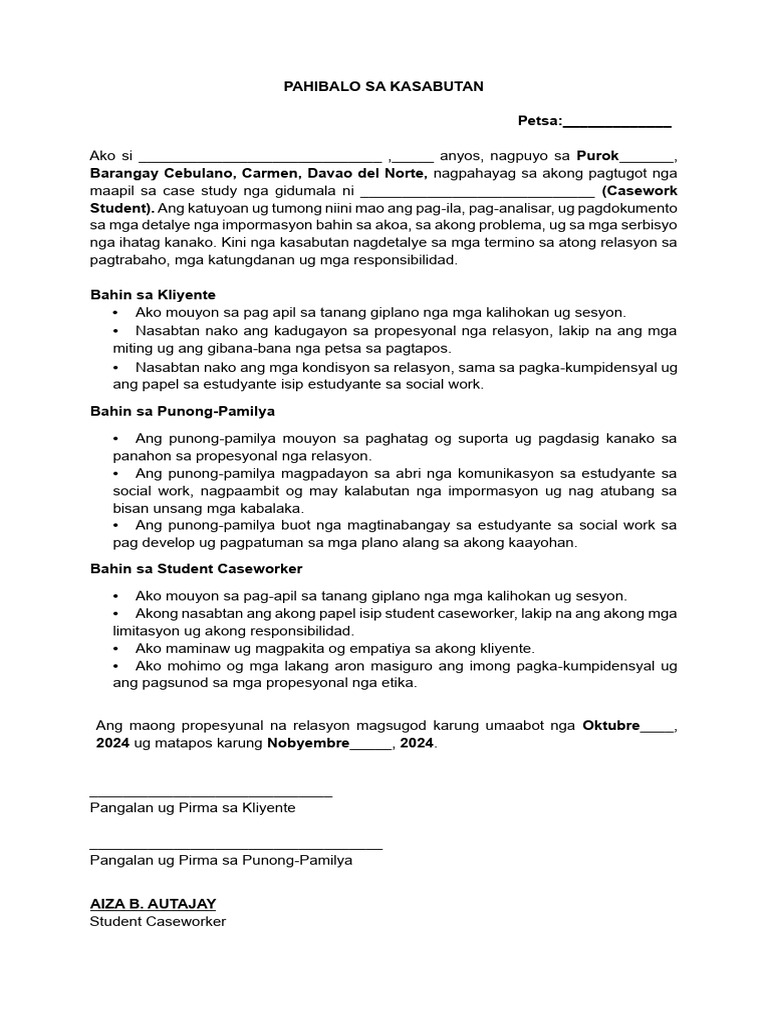 Pahibalo Sa Kasabutan | PDF