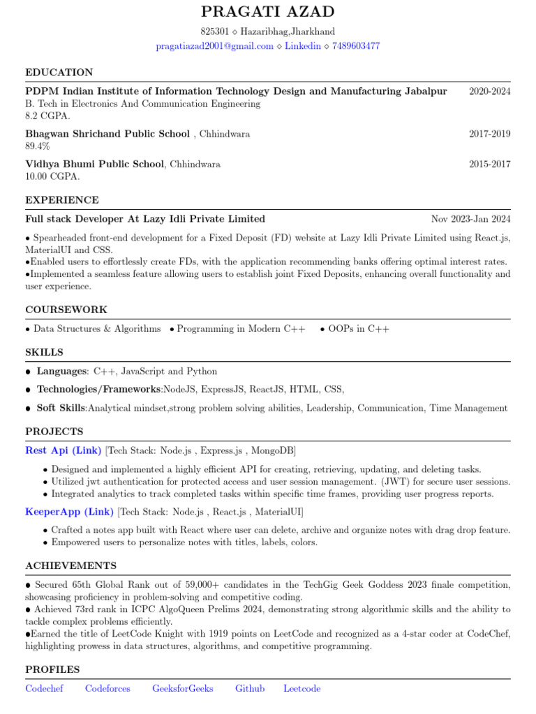 resume_sde | PDF | Information Technology | Computer Science