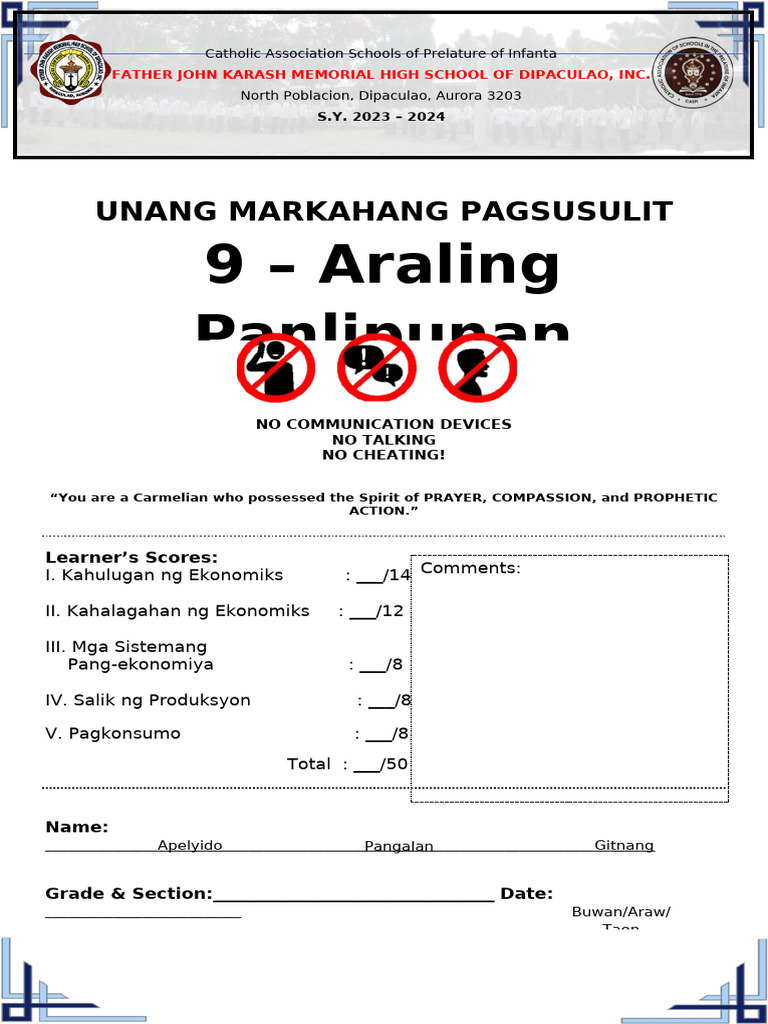 Exam - Ap 9 - Q1 | PDF