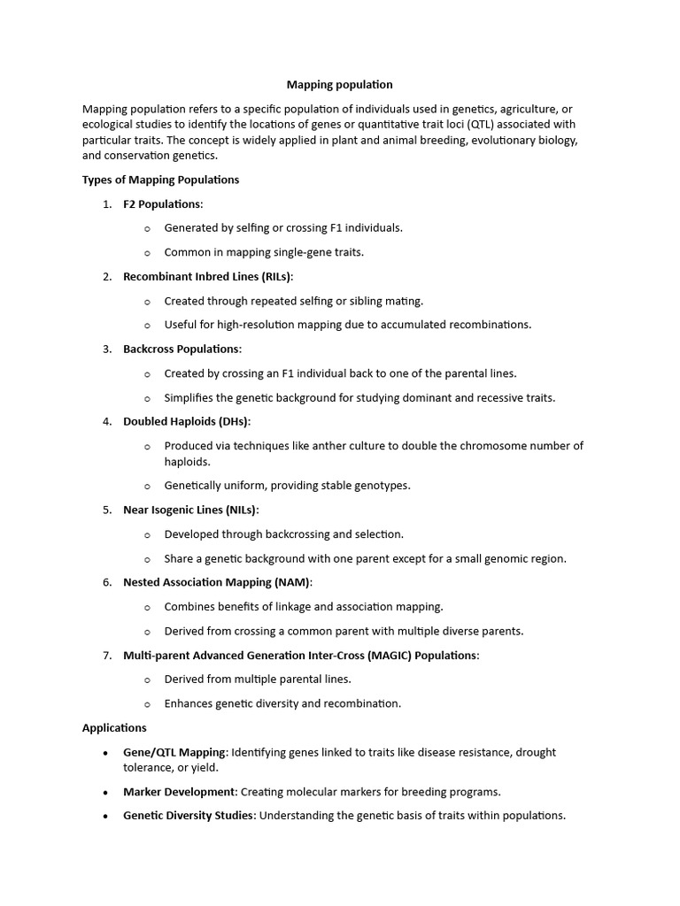 Types of Mapping Populations | PDF | Single Nucleotide Polymorphism ...