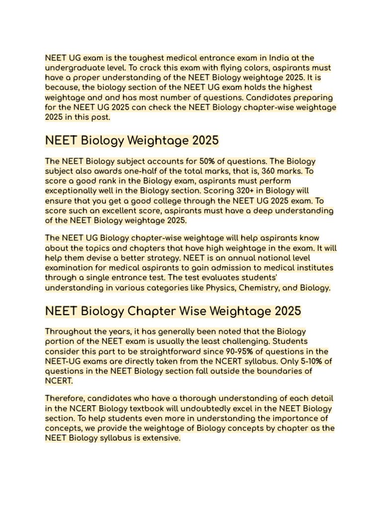 Biology-Chapter-wise-Weightage-PDF-1 | PDF