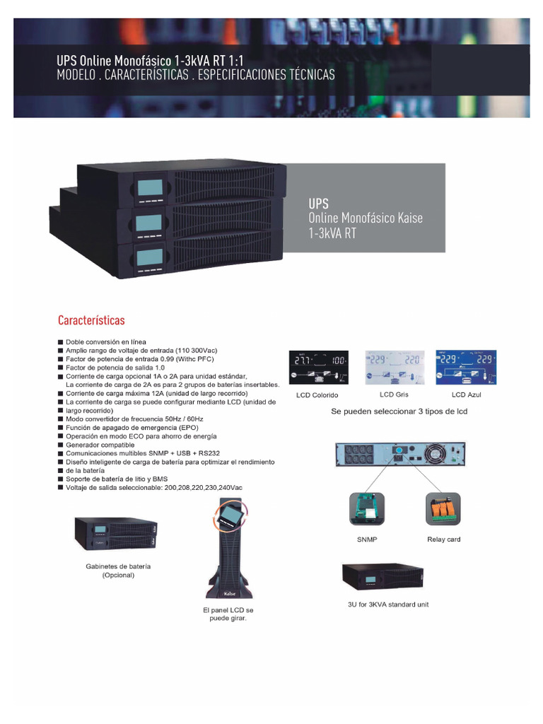 UPS UDC On Line 1 A 3kva Tower Rack | PDF