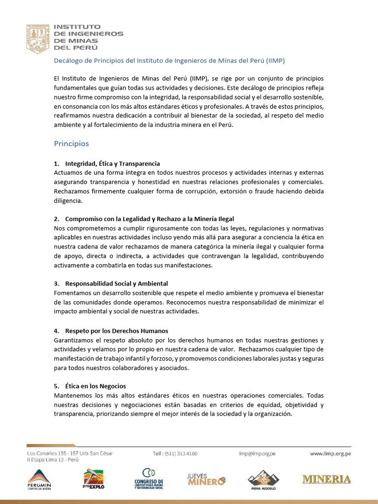 Decalogo Iimp | PDF | Desarrollo sostenible | Sustentabilidad