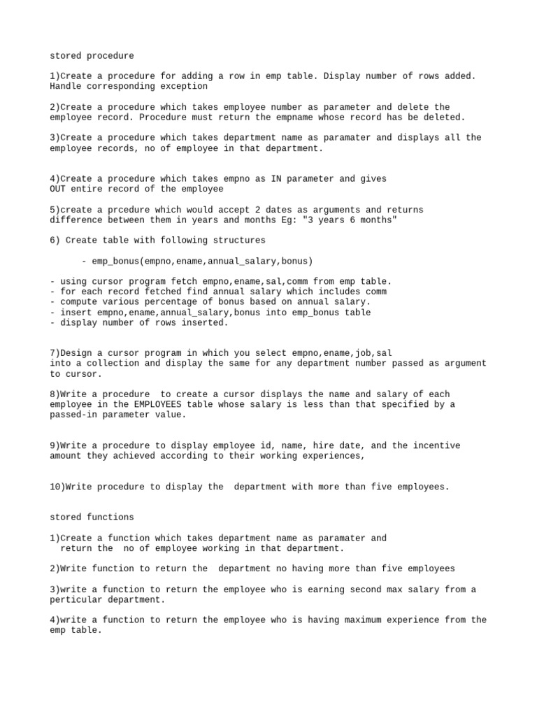 Mysql Procedure and Function Assignmnet | PDF