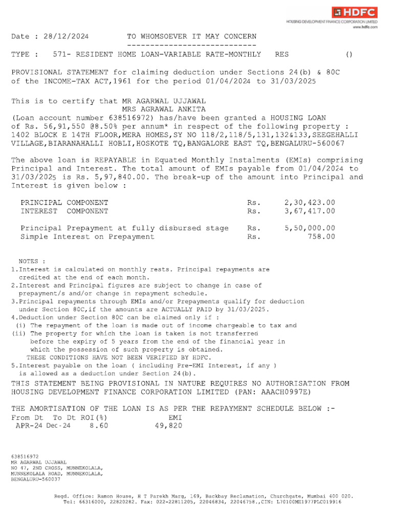 Interest Certificate | PDF