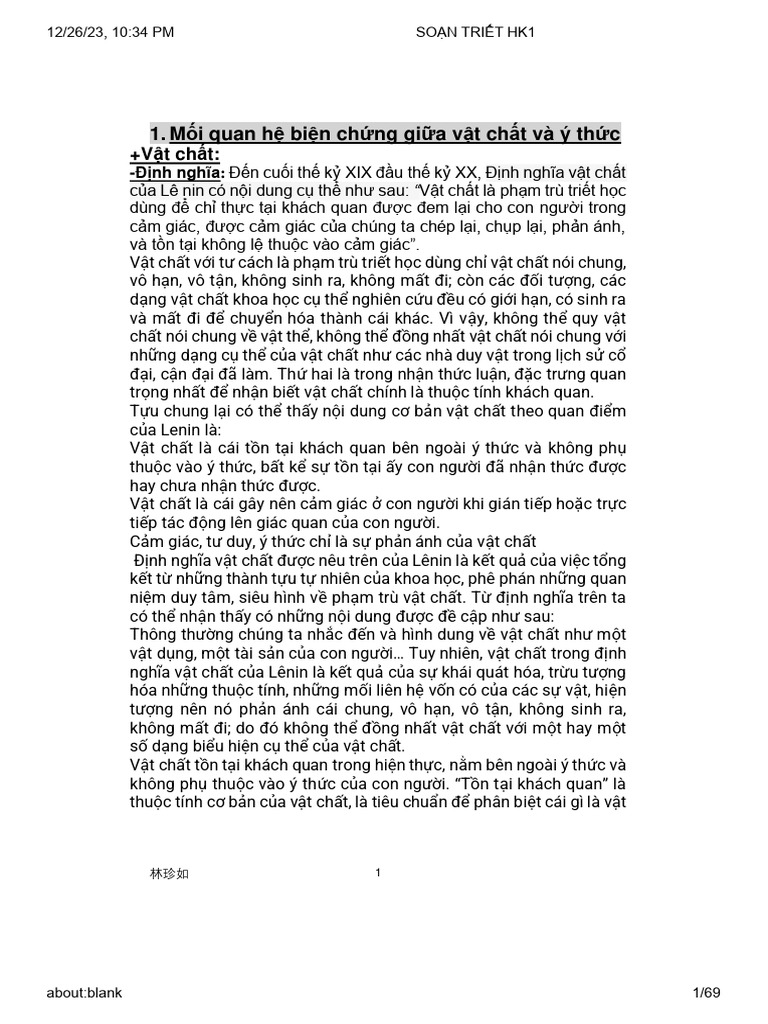 SOẠN TRIẾT HK1 | PDF