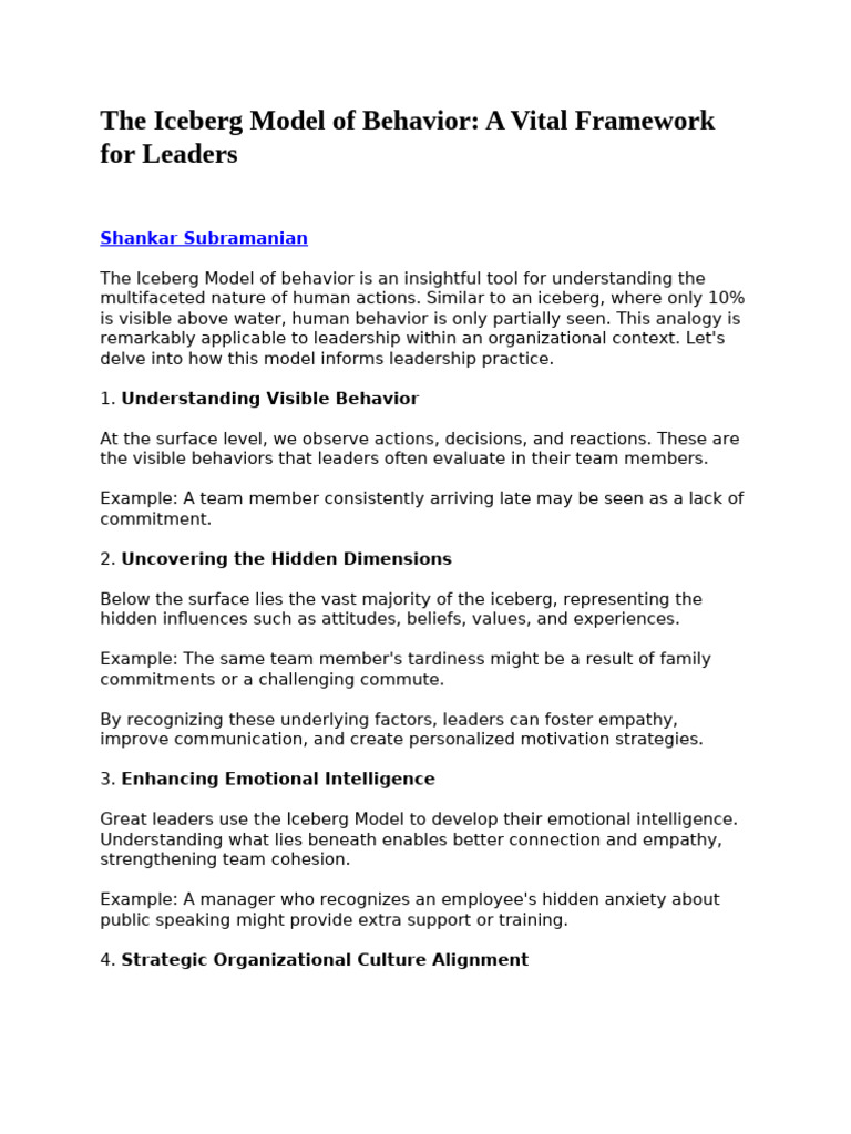 Iceberg Model: Leadership Insights | PDF | Empathy | Conflict Resolution