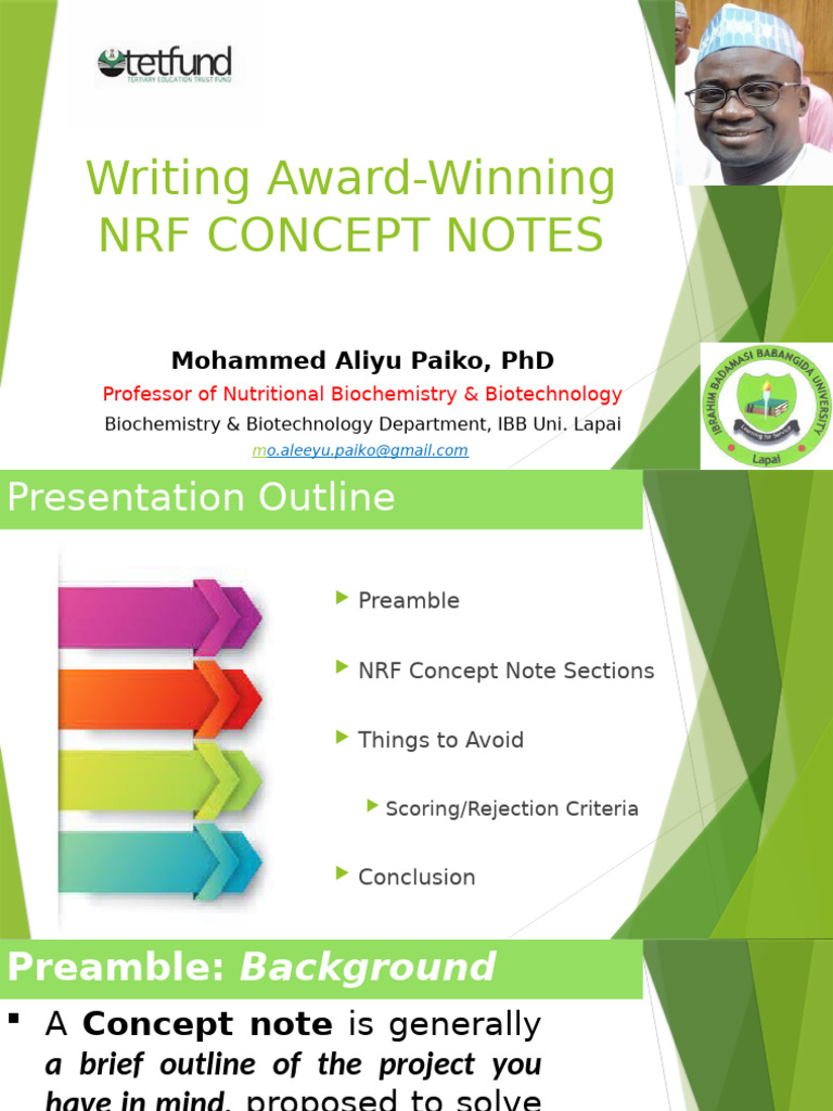 NRF Concept Note Writing Guide | PDF | Sugar | Diet & Nutrition