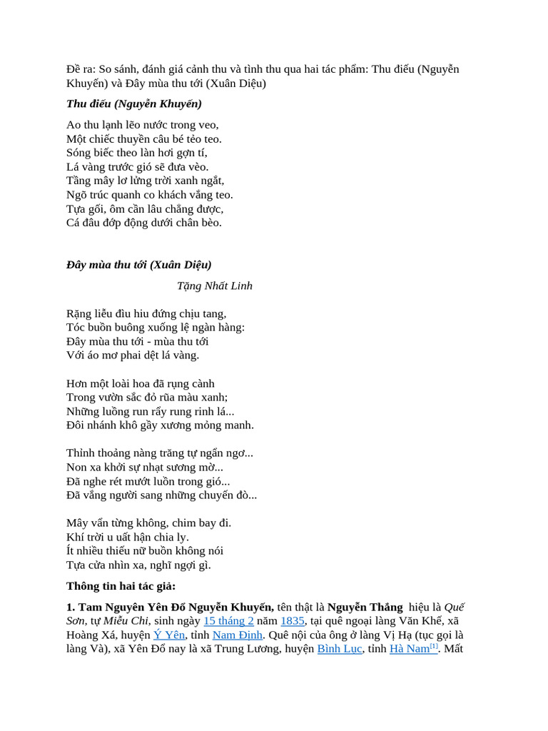 So Sanh Thu Dieu Day Mua Thu Toi | PDF